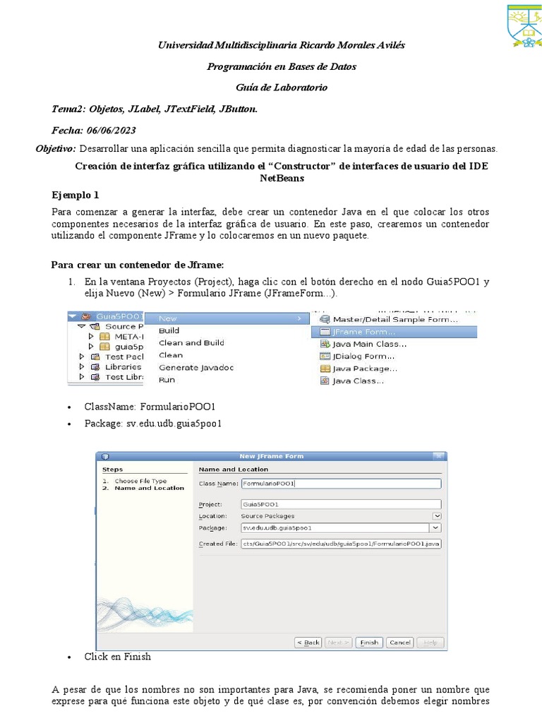 Guia Practica Programacion en Bases de Datos | PDF | Ventana (informática) | Java (lenguaje de ...