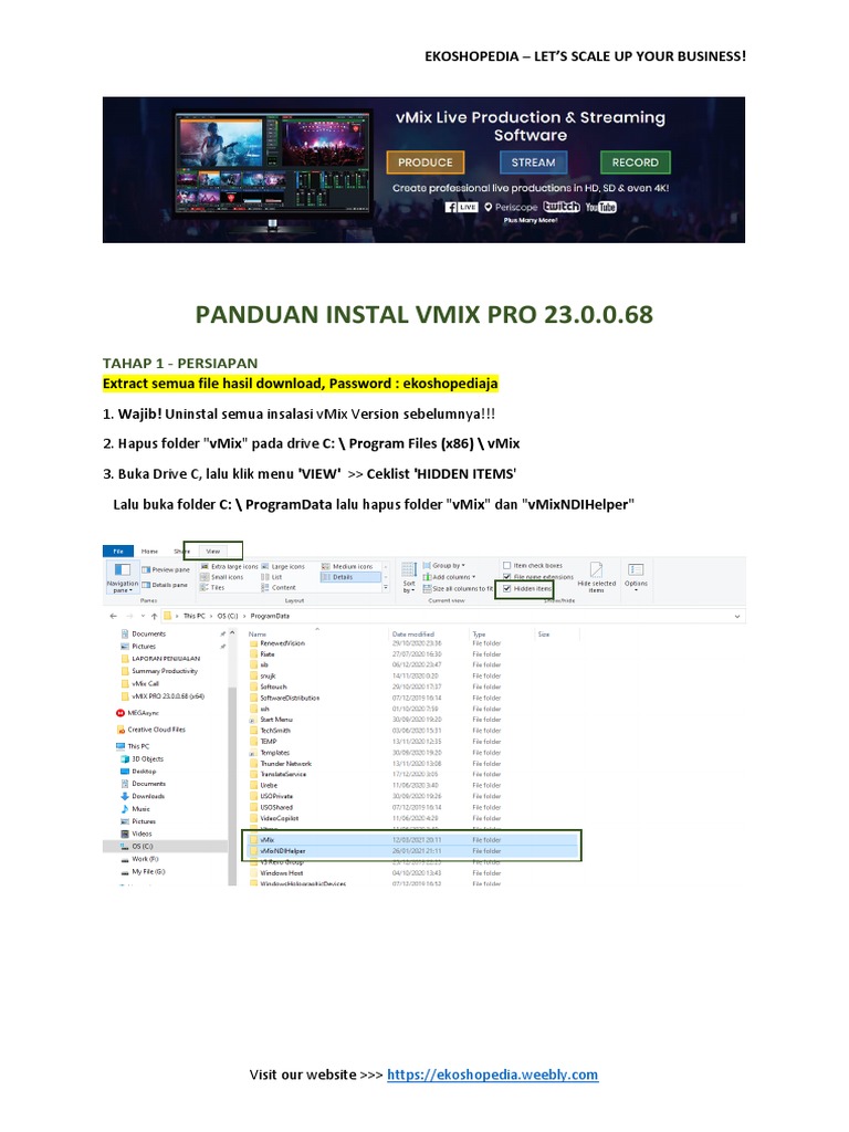 Panduan Instal Vmix Pro 23.0.0.68 | PDF
