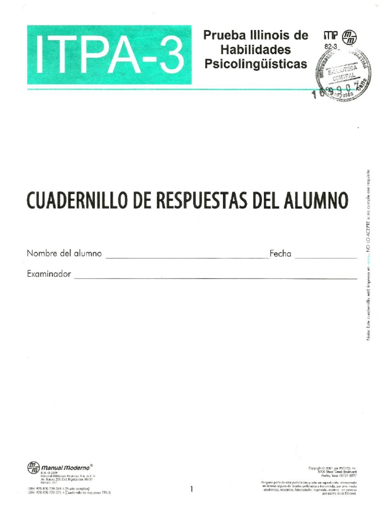 Itpa 3 Cuadernillo Respuestas Alumno | PDF