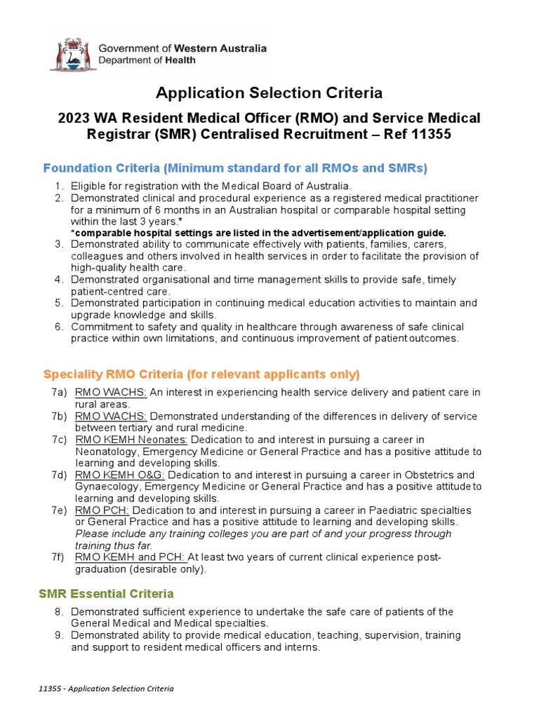 Selection Criteria | PDF