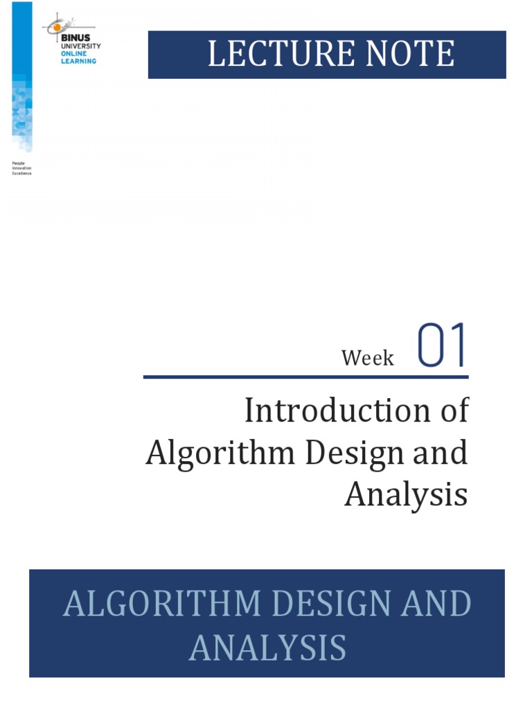 Lecture Note: Introduction of Algorithm Design and Analysis | PDF