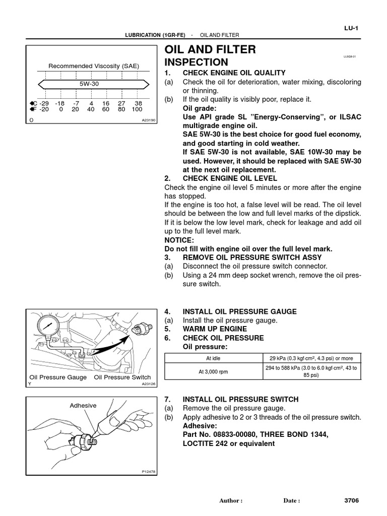 1GR FE Lubrication | PDF | Motor Oil | Pump