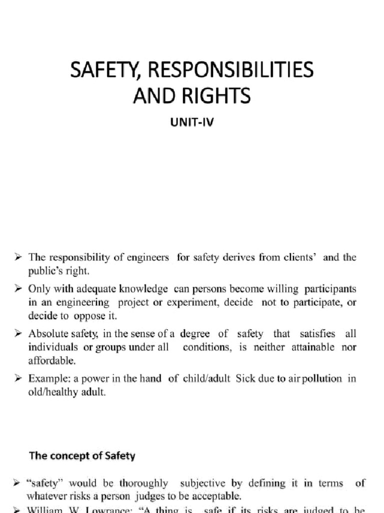 Safety, Responsibilities and Rights | PDF