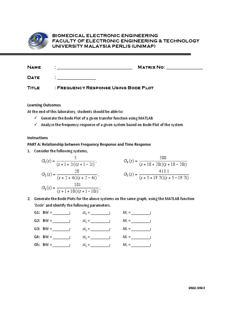 Lab Bode Plot - 2022 | PDF | Telecommunications Engineering | Electronic Engineering