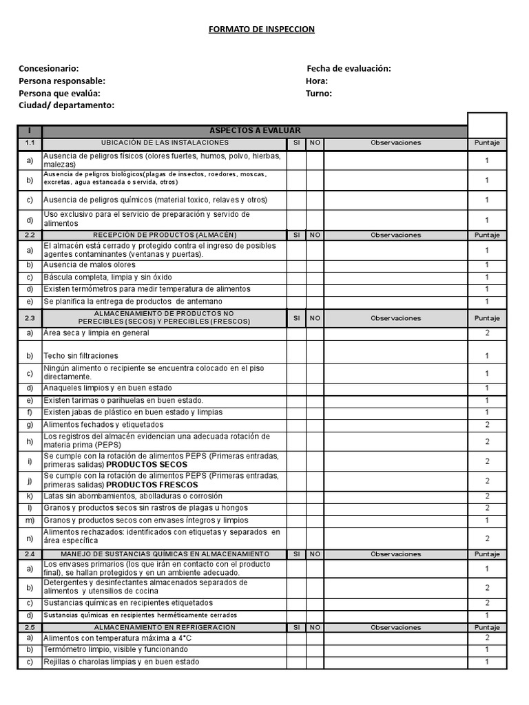Formato de Inspeccion | PDF