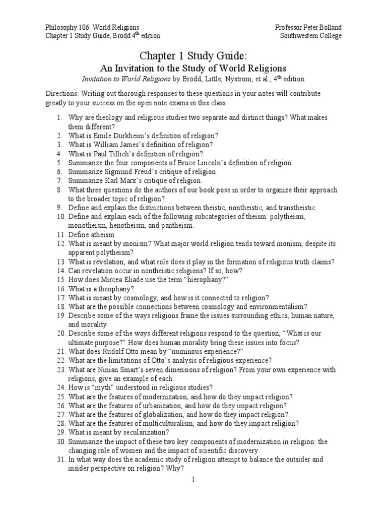 World Religions Study Guide Overview | PDF | Religious Studies | Theism