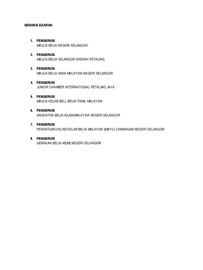 Senarai Edaran Y-Hub | PDF