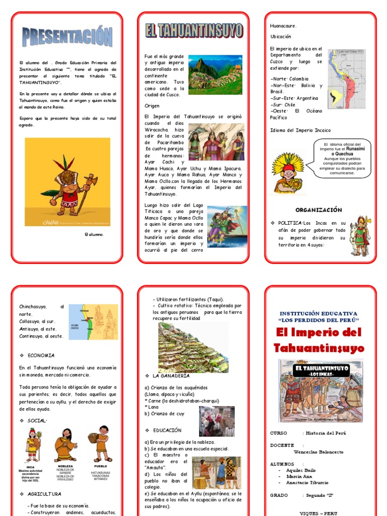 Triptico_El_Tahuantinsuyo | PDF | Imperio Inca | América del Sur