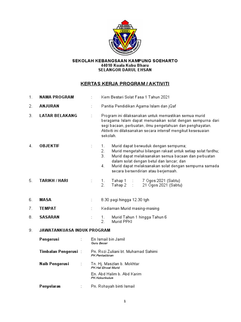 Kertas Kerja KBS Fasa 1 THN 2021 | PDF