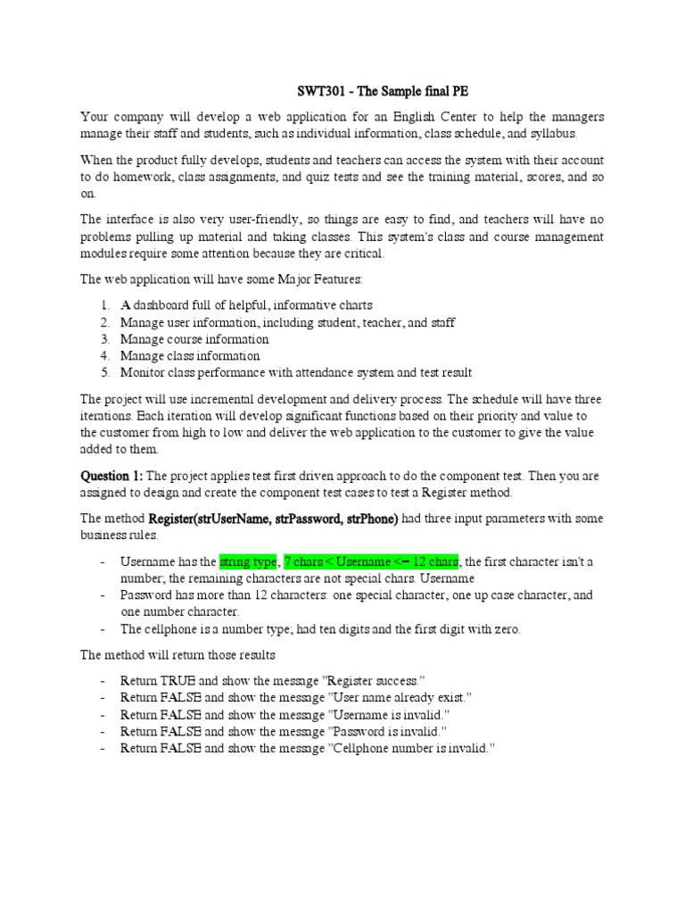 SWT301 Sample Final PE | PDF