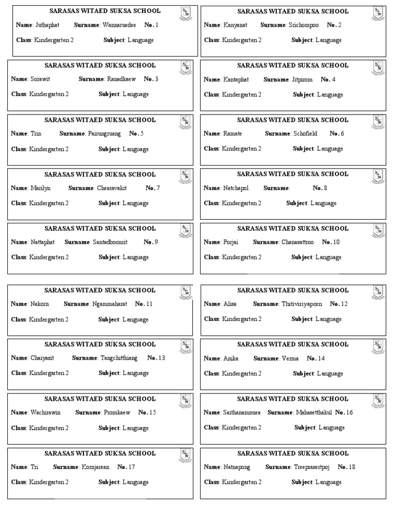 Language Name Tags | PDF | Schools | Educational Institutions