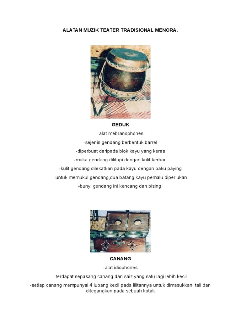 ALATAN MUZIK TEATER TRADISIONAL MENORA | PDF