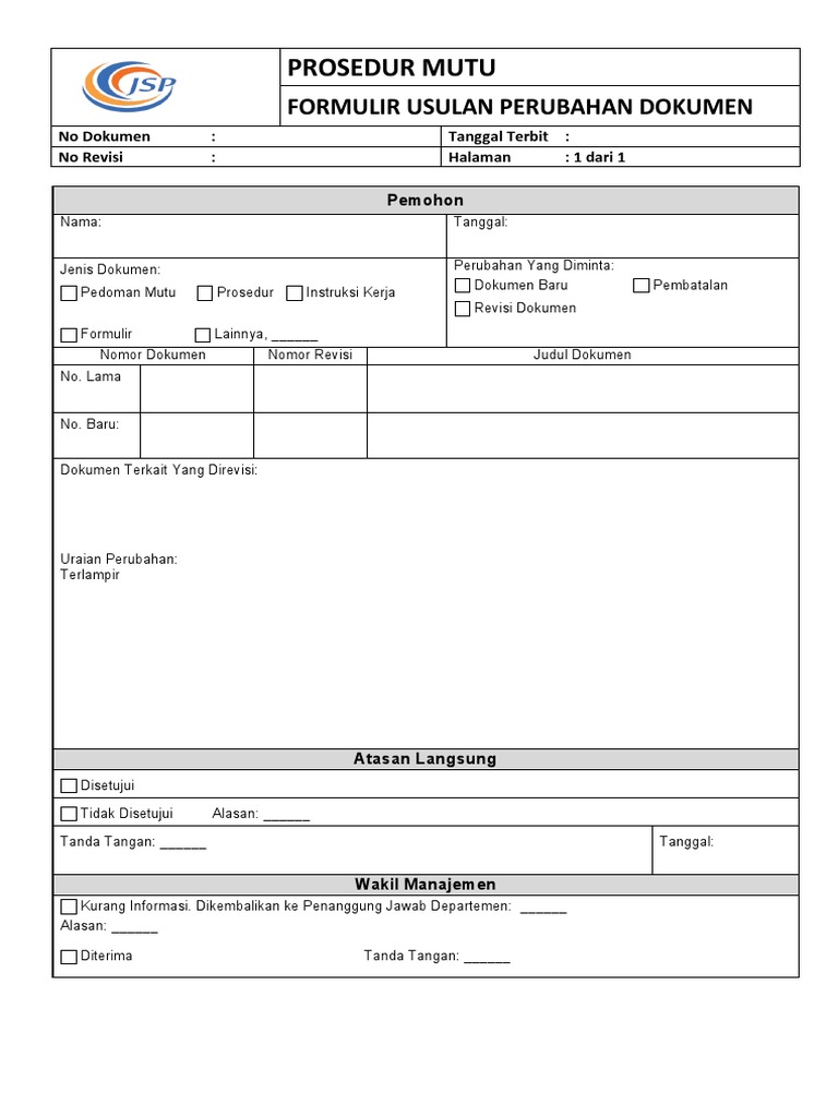 359302271-Formulir-Usulan-Perubahan-Dokumen | PDF