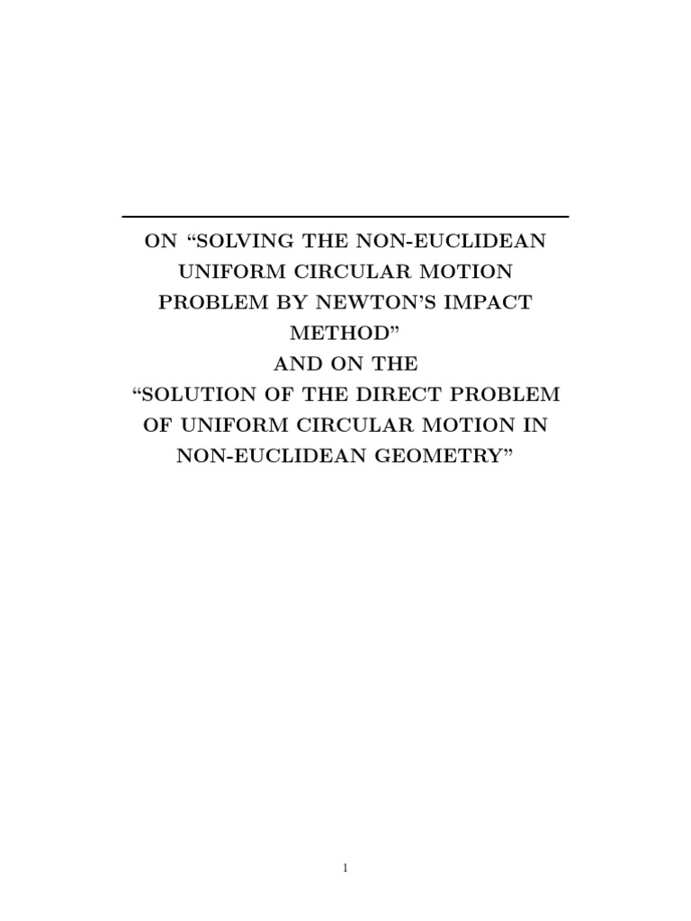 On The Solution Of The Direct Problem Of Uniform Circular Motion In