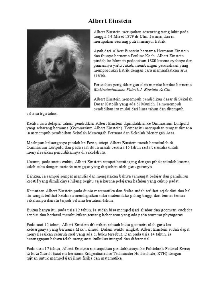 Biografi dan Pendidikan Albert Einstein | PDF | Klasik