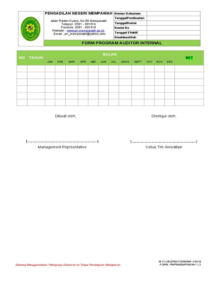F-02 Form Program Audit Internal | PDF