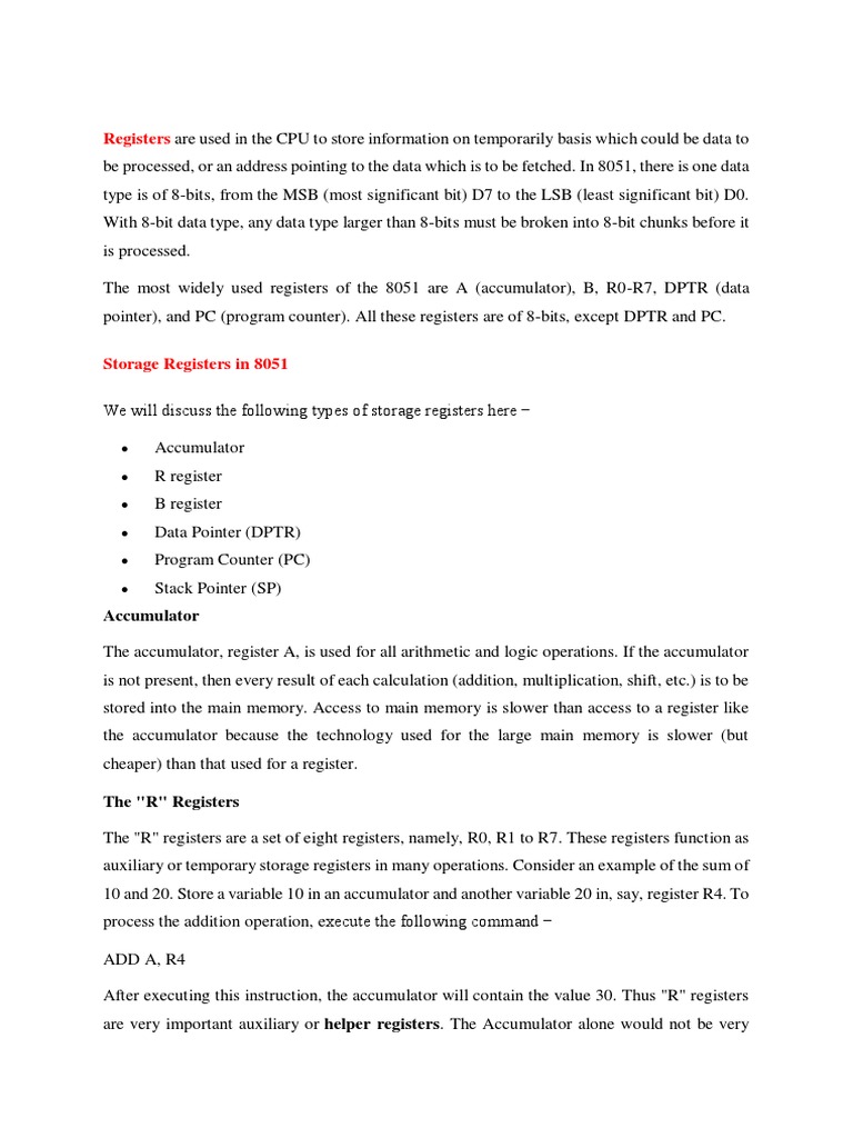 Registers 8051 | PDF | Digital Electronics | Computer Architecture