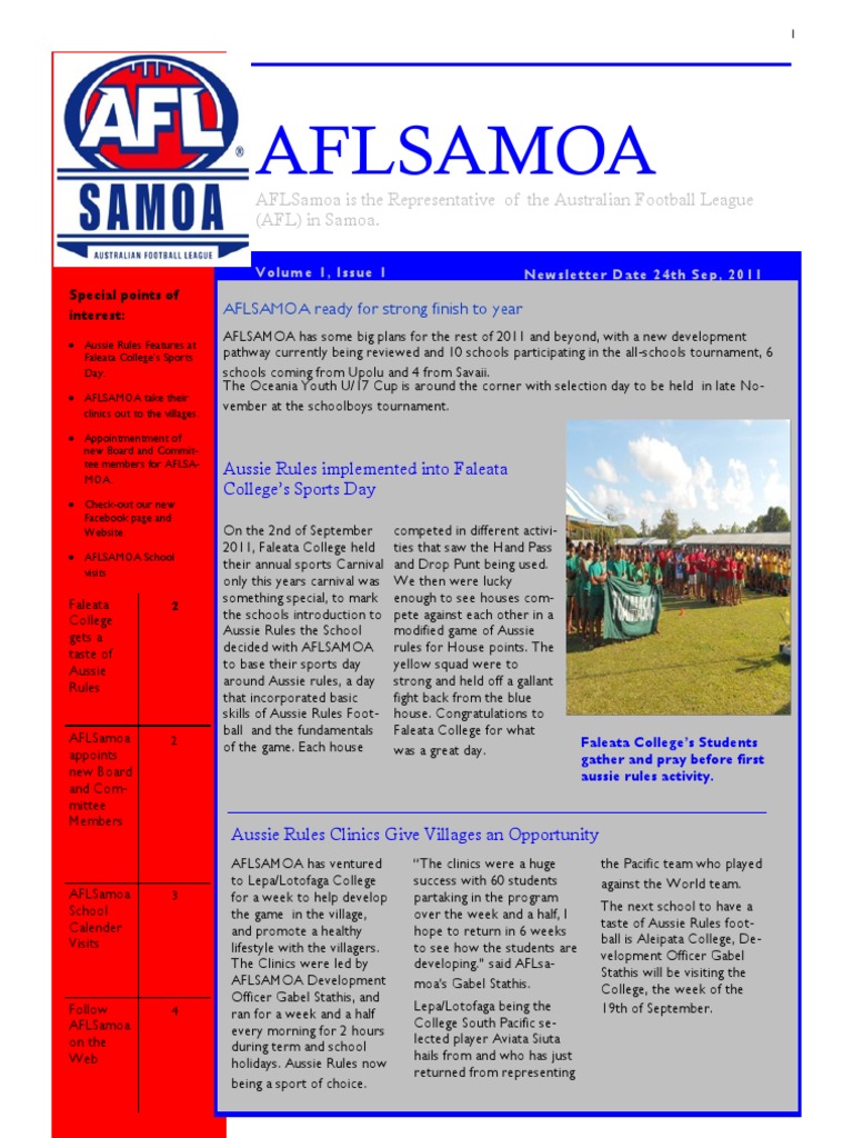 AFLSAMOA Newsletter Edition For Editing at Samoa Observer | PDF ...