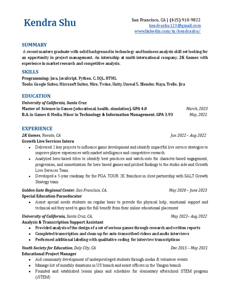 Project Management Graduate Resume | PDF | Business