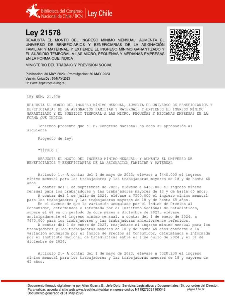 Ley 21578 - 30 MAY 2023 | PDF