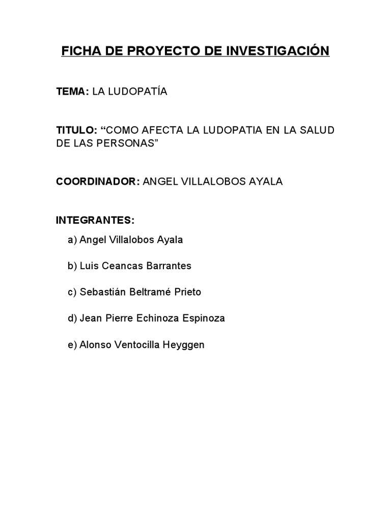 Ficha de Proyecto de Investigación | PDF