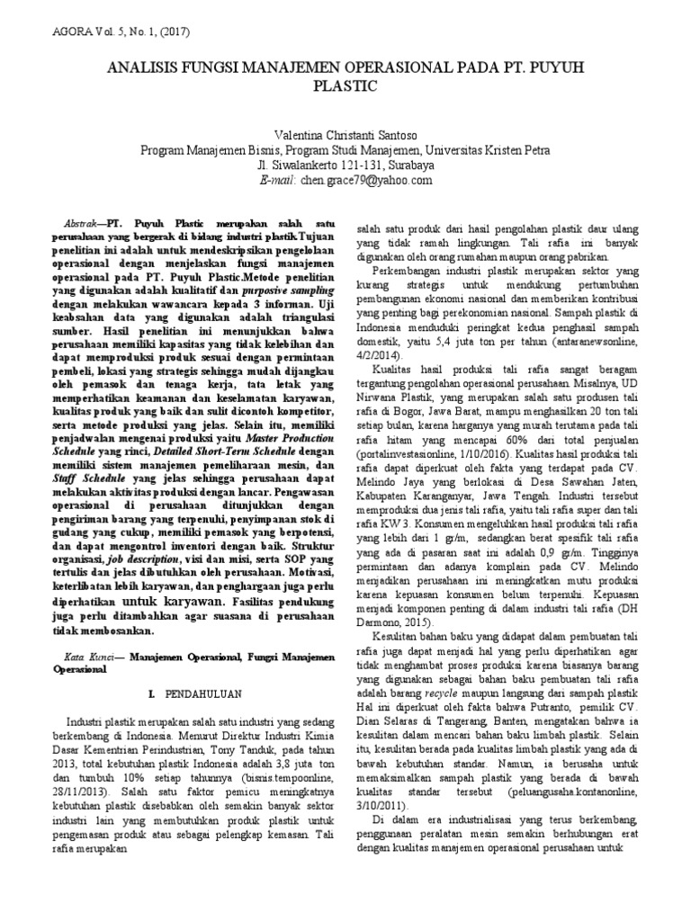 Analisis Fungsi Manajemen Operasional Pa | PDF | Komputer
