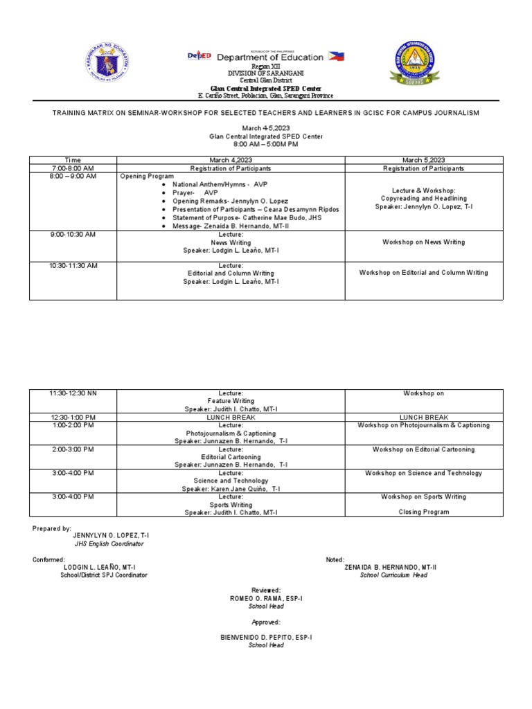 Journalism Training Matrix 2023 | PDF