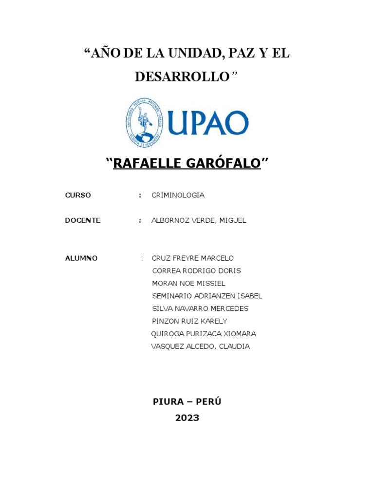 Raffaele Garófalo | PDF | Criminología | Derecho penal