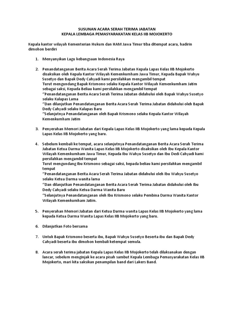 CUE CARD & RUNDOWN SERAH TERIMA JABATAN DAN PISAH SAMBUT | PDF CUE CARD & RUNDOWN SERAH TERIMA JABATAN DAN PISAH SAMBUT | PDF