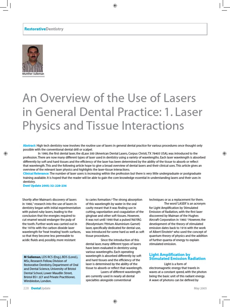 An Overview of the Use of Lasers in General Dental Practice Part1 | PDF ...