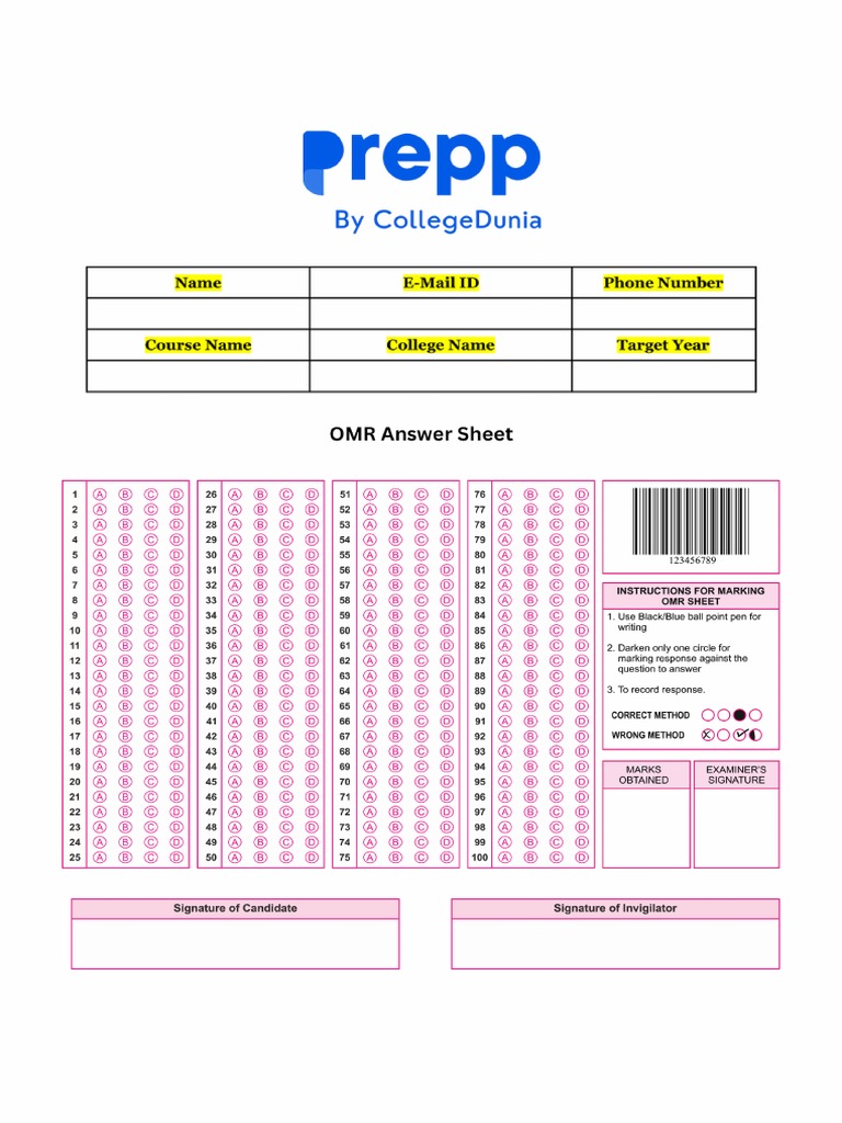OMR Answer Sheet | PDF
