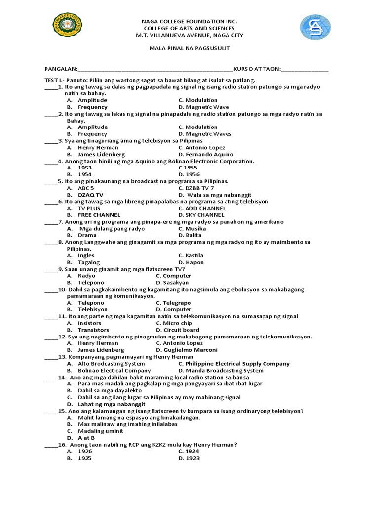 Semi Final Exam Key To Correction | PDF