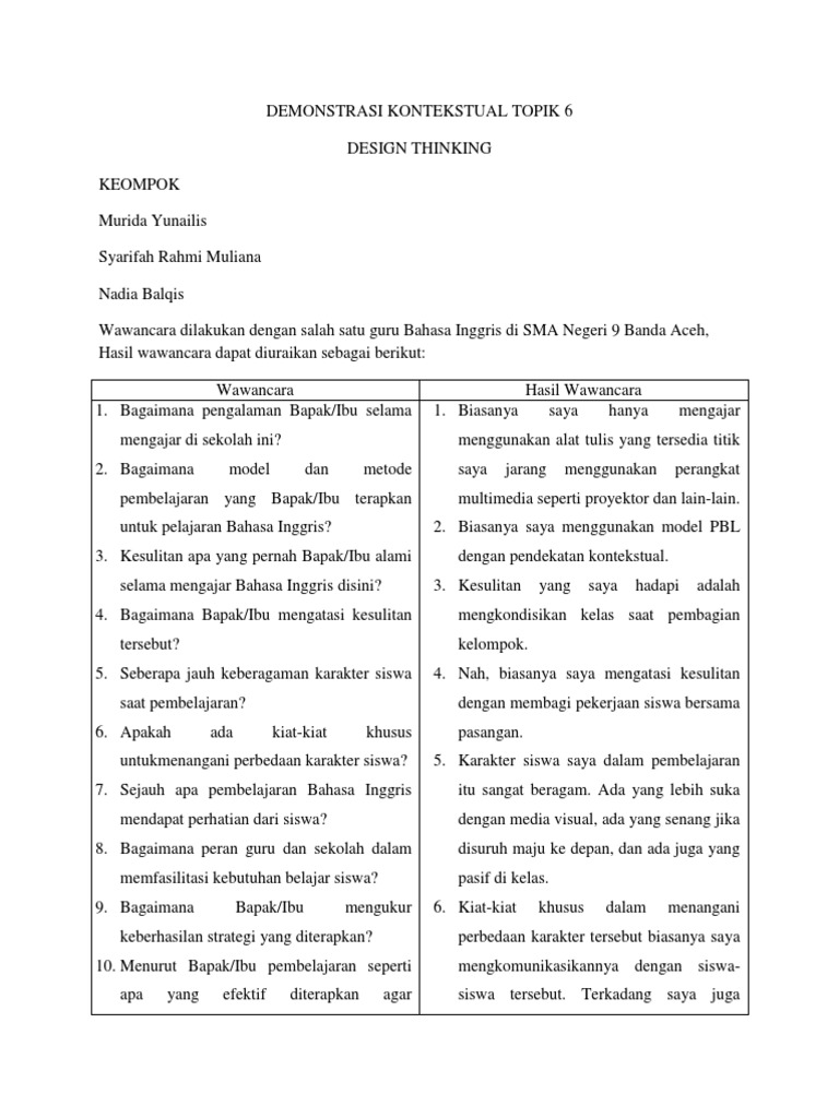 Demonstrasi Kontekstual Topik 6 | PDF