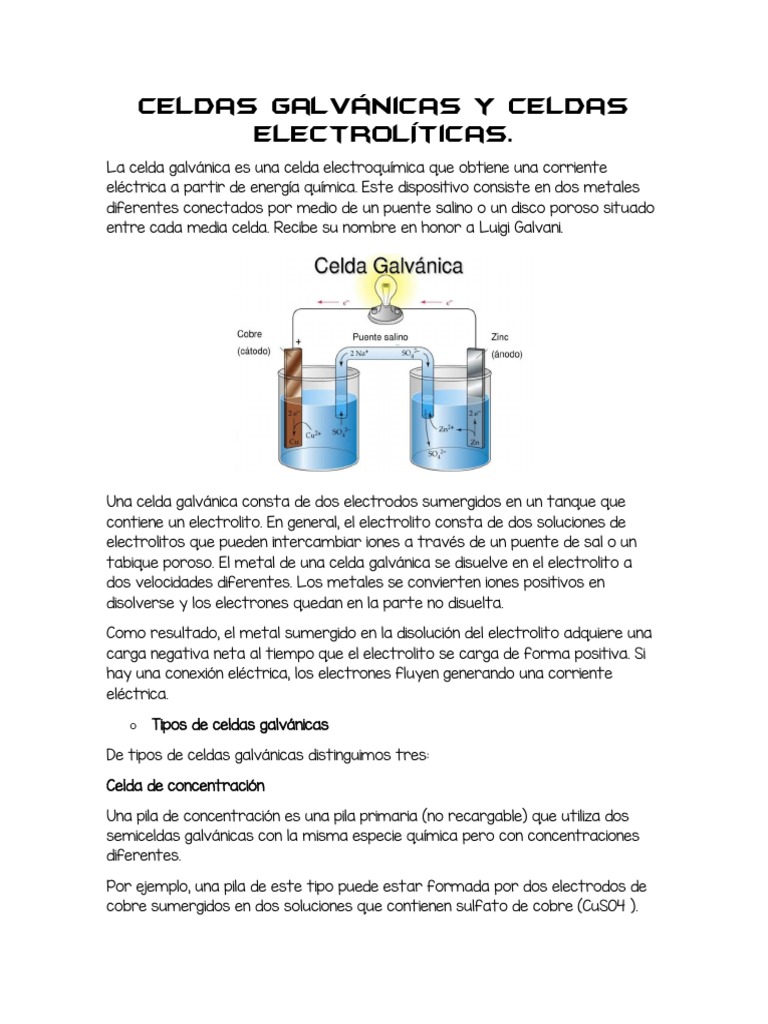Celdas Galvánicas y celdas electrolíticas | PDF | Redox | Ciencias fisicas