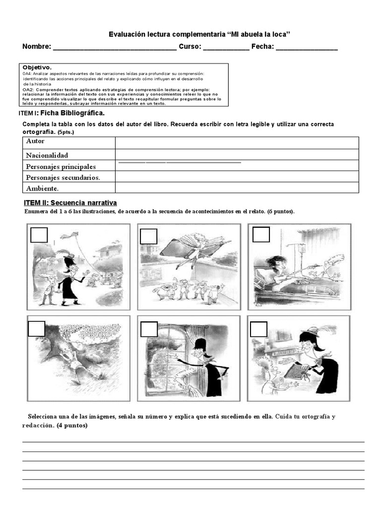Evaluacion Lectura Mi Abuela La Loca | PDF