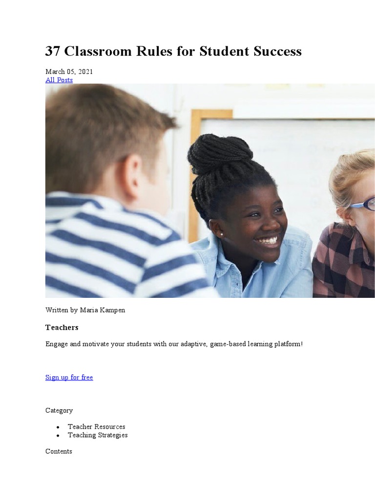 37 Essential Classroom Rules for Success | PDF | Teachers | Classroom