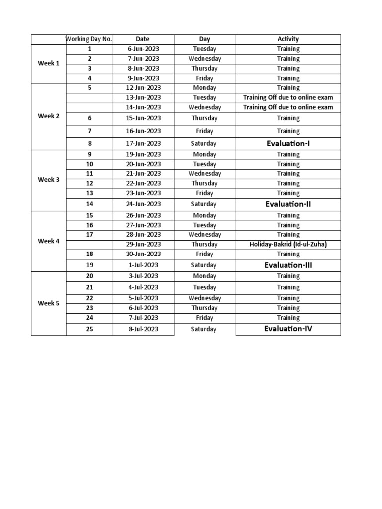 Industrial Training Schedule | PDF
