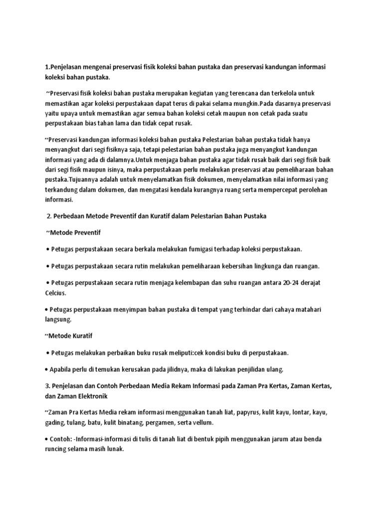 Tugas 1 Preservasi Dan Konservasi Media Informasi | PDF