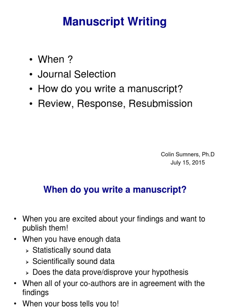 Manuscript-Writing CS 2015 | PDF