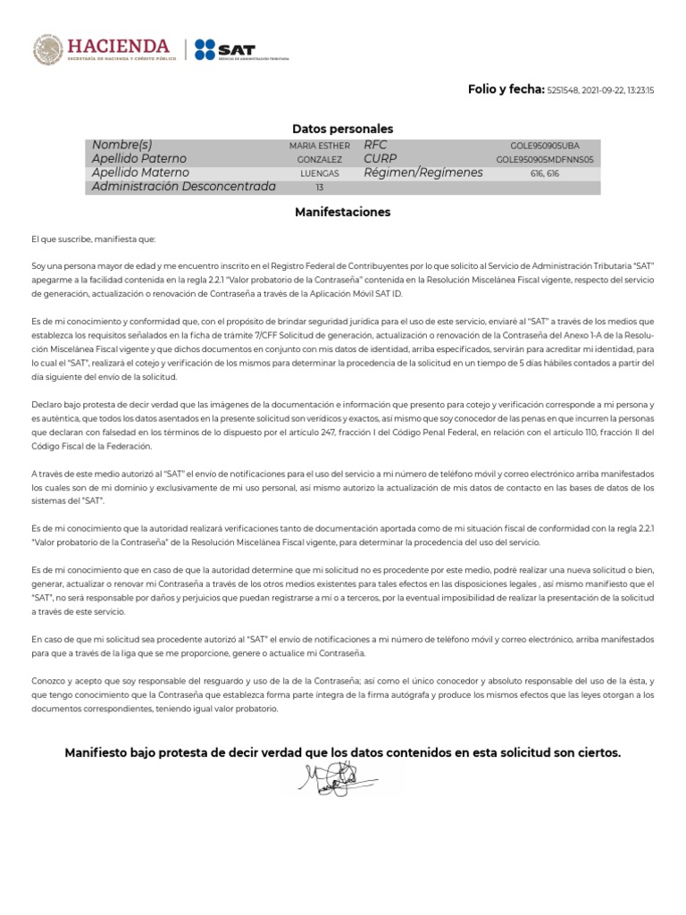 Acuse de Proceso Sat | PDF | Contraseña | Gobierno