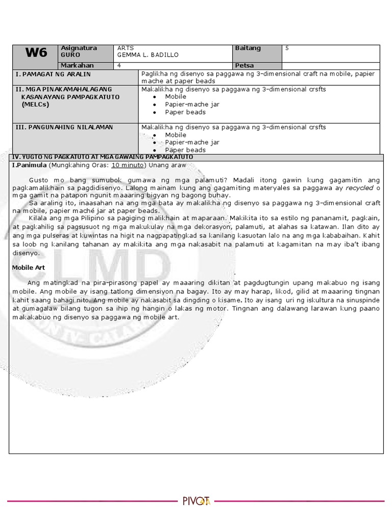 Q4 Arts 5 Week6 | PDF