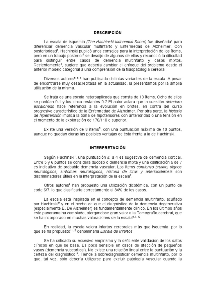 MEDICINA - HIS - Escala de Isquemia de Hachinski - Instrucciones | PDF ...