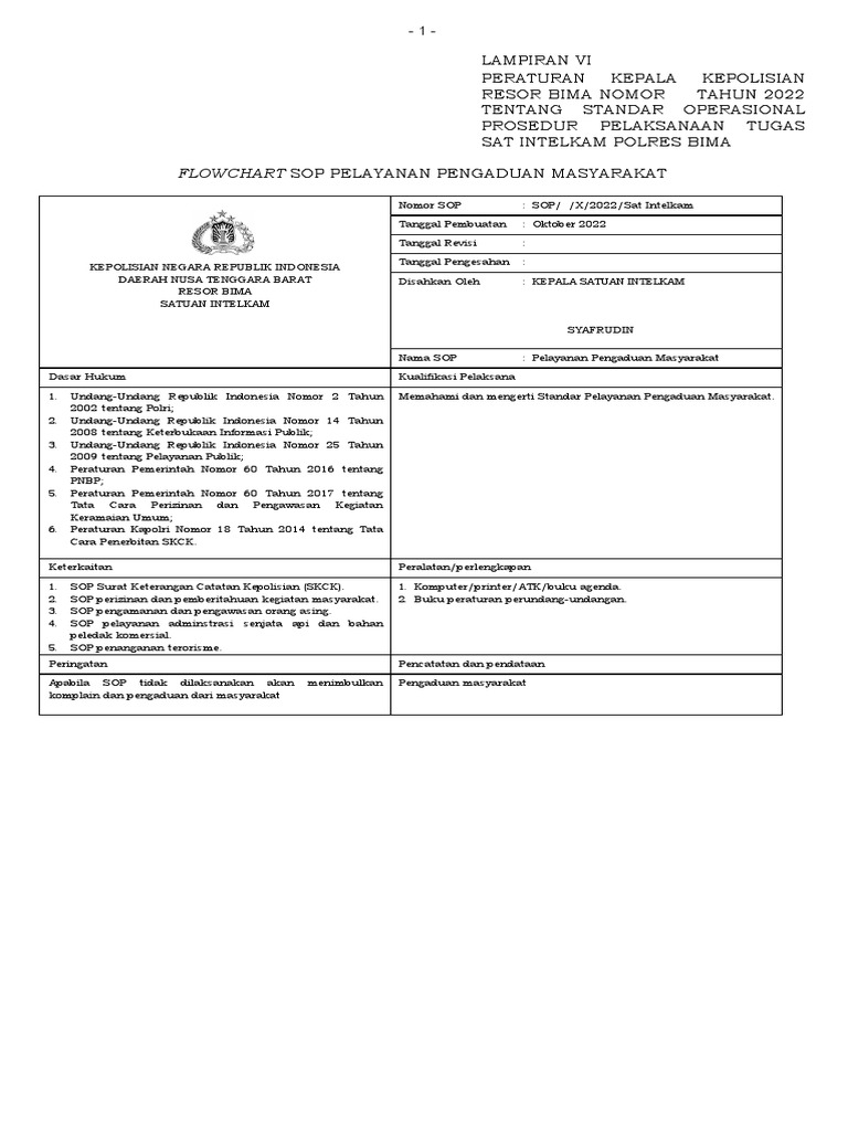 6 Flowchart Sop Layanan Aduan Masyarakat | PDF