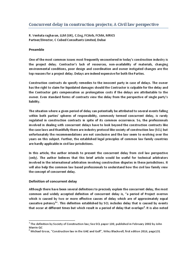 Concurrent Delay in Construction Project | PDF | Law