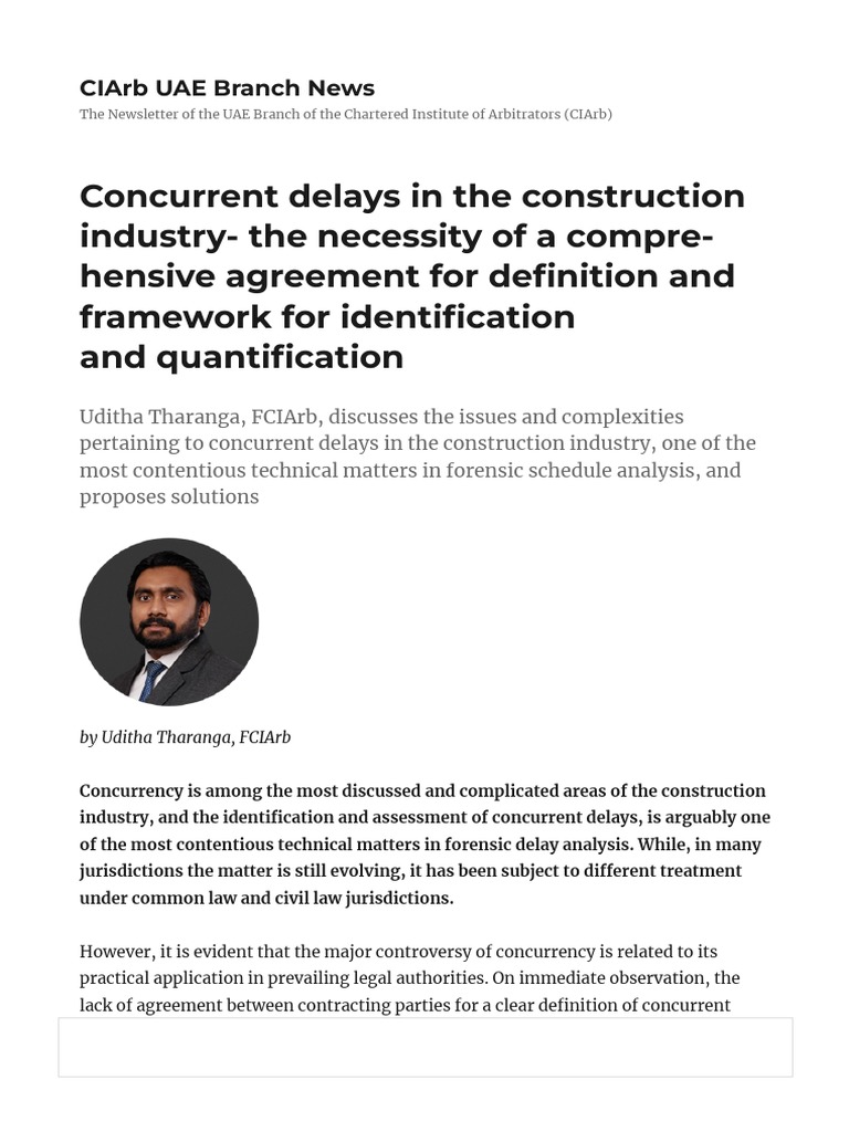 Concurrent Delays in The Construction Industry - The Necessity of A ... Concurrent Delays in The Construction Industry - The Necessity of A ...