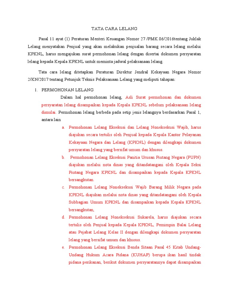 Tata Cara Lelang | PDF
