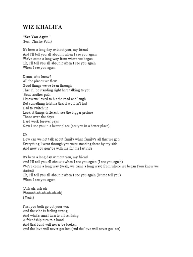 WIZ KHALIFA - See You Again | PDF