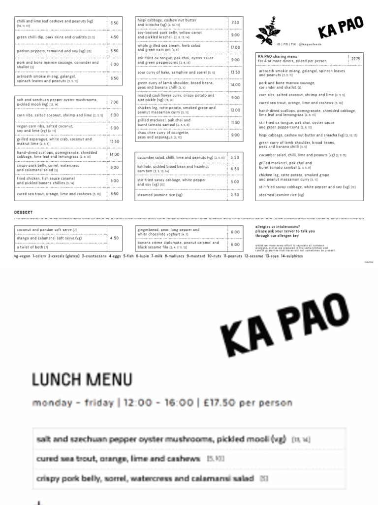 Ka Pao Main Menu | PDF | Pickling | Sauce