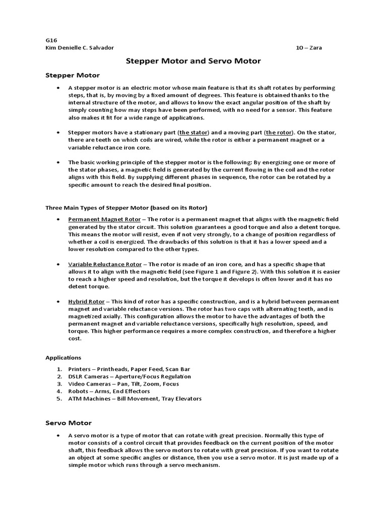Q4 Electro Stepper and Servo (Research) | PDF | Electric Motor | Servomechanism