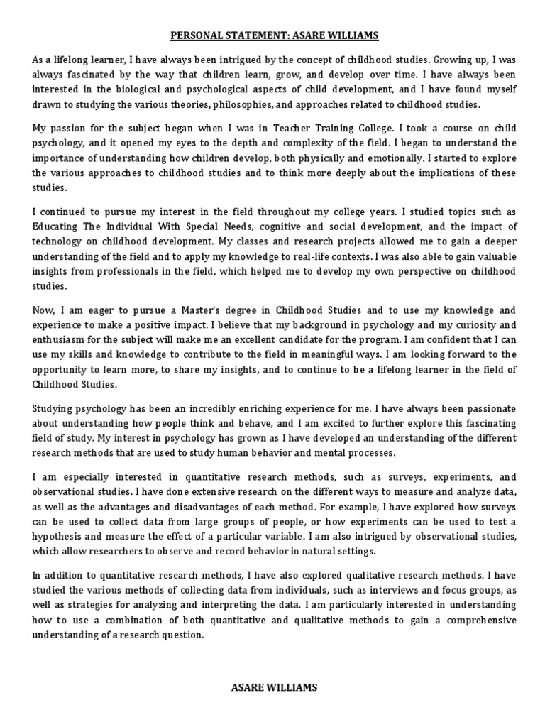 Personal Statement - University of Essex | PDF | Qualitative Research ...